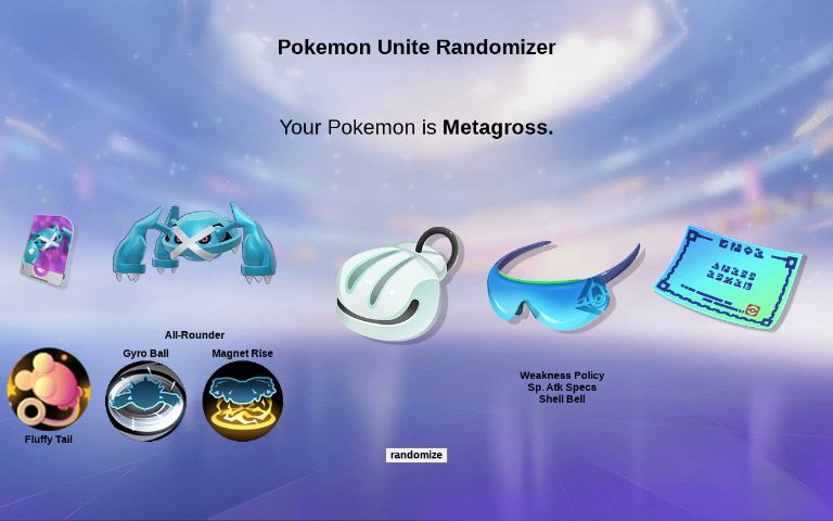 Pokemon Unite Randomizer ― Perchance Generator