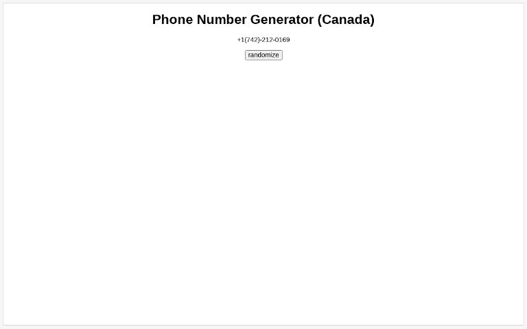 Phone Number Generator (Canada)