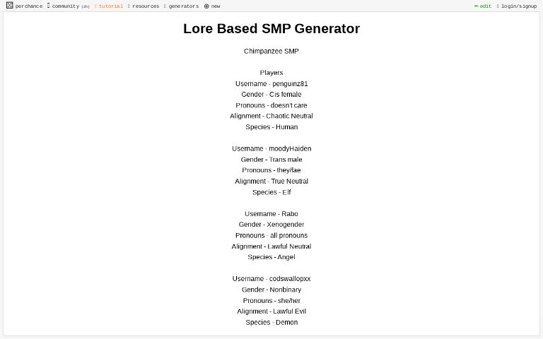 Lore Based SMP Generator