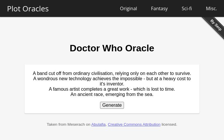 Doctor Who Oracle ― Perchance Generator