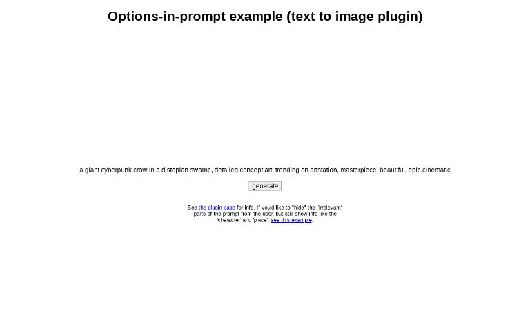 Options-in-prompt example (text to image plugin)