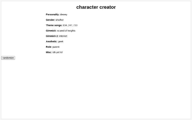 character creator ― Perchance Generator