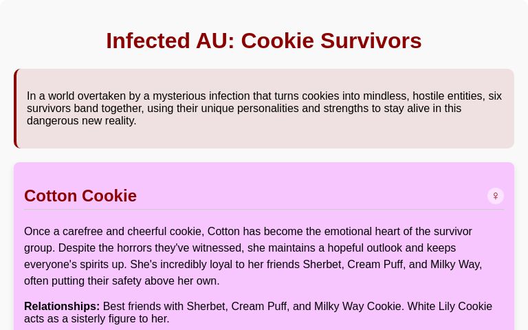 Infected AU: Cookie Survivors ― Perchance Generator