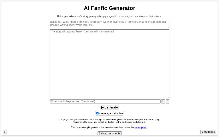 AI Fanfic Generator (free, unlimited, no sign-up)