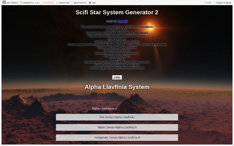 Scifi Star System Generator 2