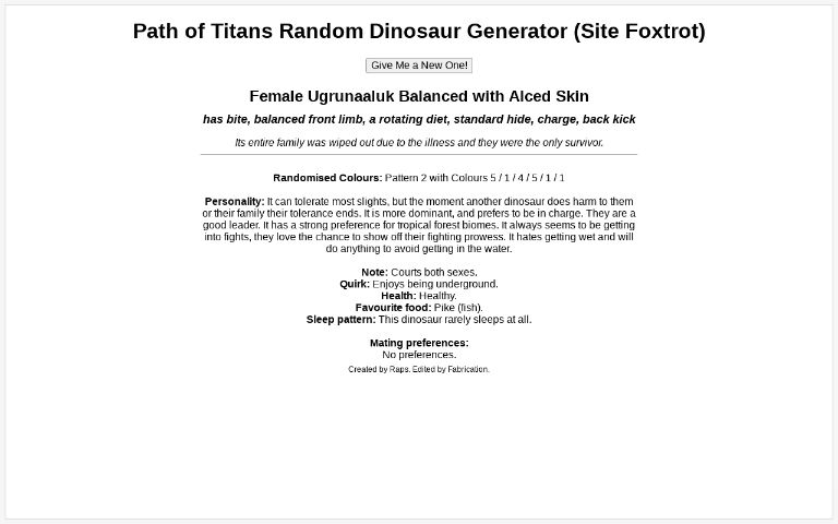 Path of Titans Random Dinosaur Generator (Site Foxtrot)