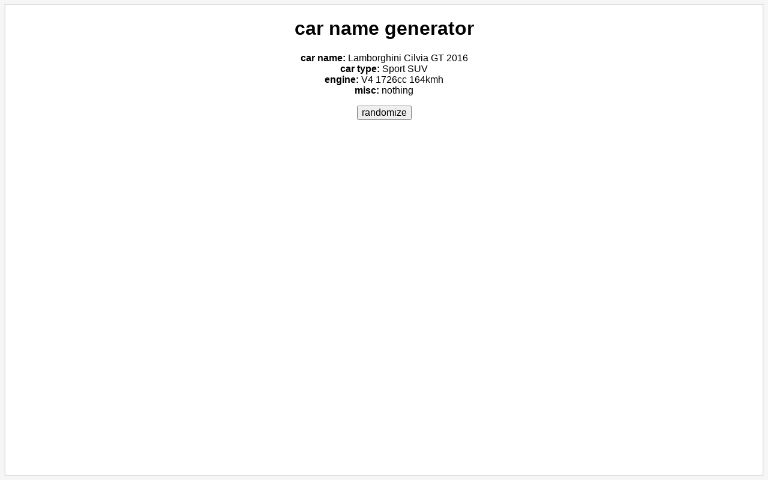 car name generator