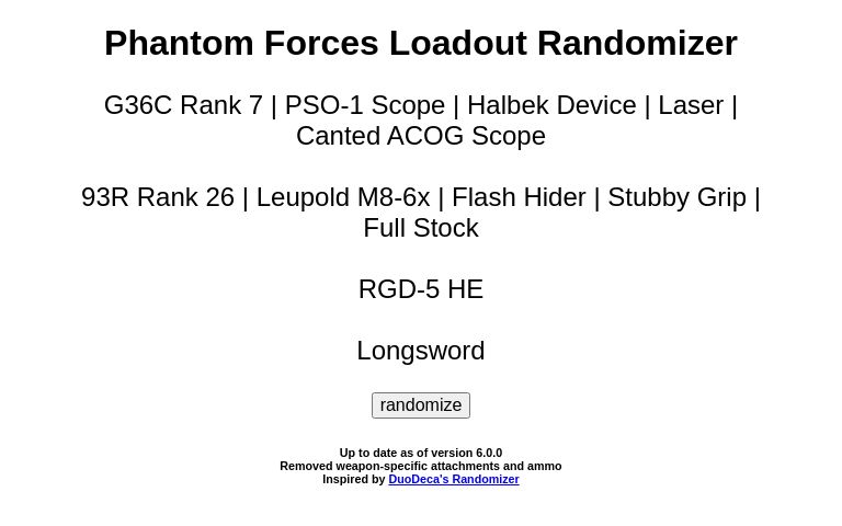 Phantom Forces Loadout Randomizer ― Perchance Generator