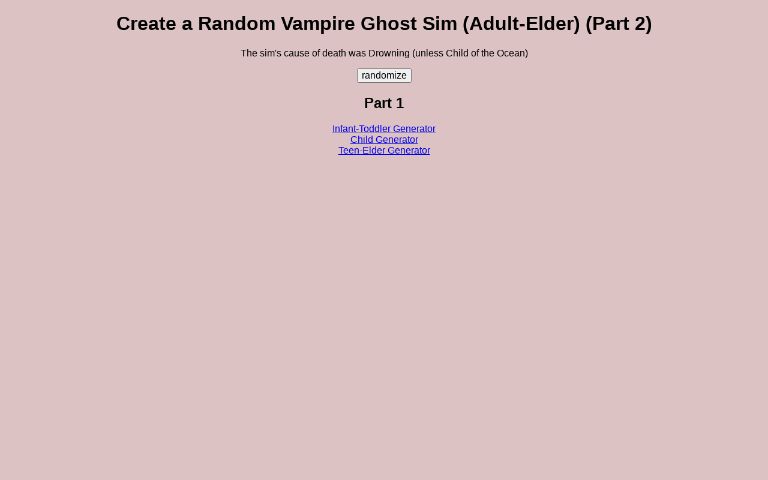 Create a Random Vampire Ghost Sim (Adult-Elder) (Part 2) ― Perchance ...