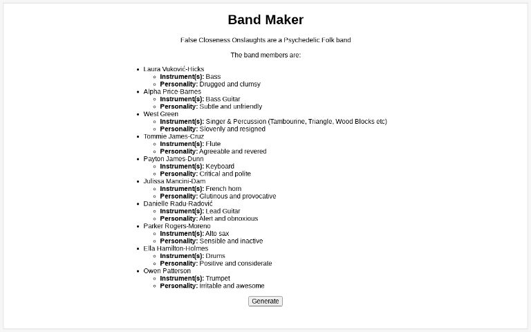 Band Maker ― Perchance Generator