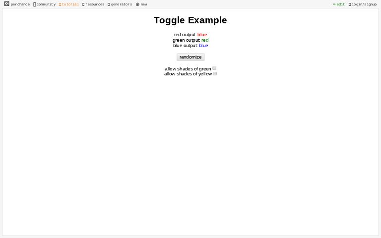 Toggle Example ― Perchance Generator