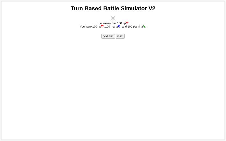 Turn Based Battle Simulator V2 ― Perchance Generator