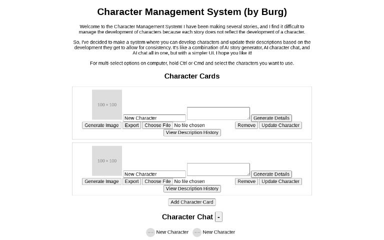 Character Management System (by Burg) ― Perchance Generator