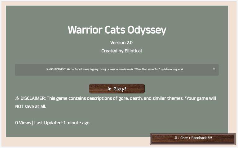 Warrior Cats Odyssey ― Perchance Generator