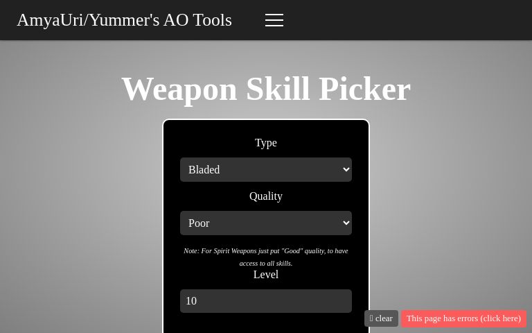 Weapon Skill Picker ― Perchance Generator