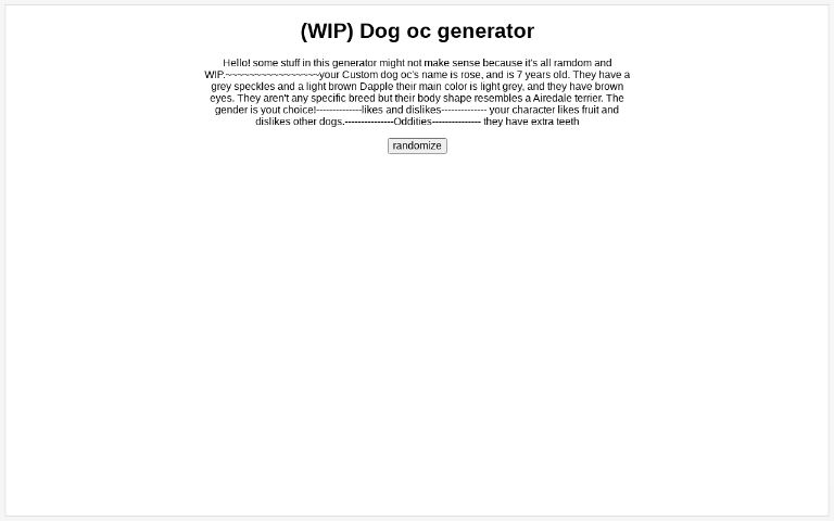 (WIP) Dog oc generator