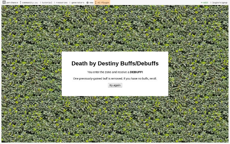 Death by Destiny Buffs/Debuffs ― Perchance Generator