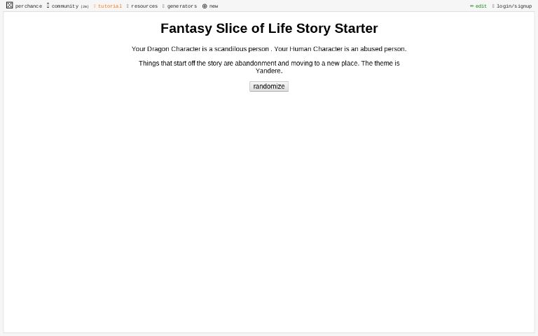 Fantasy Slice of Life Story Starter ― Perchance Generator