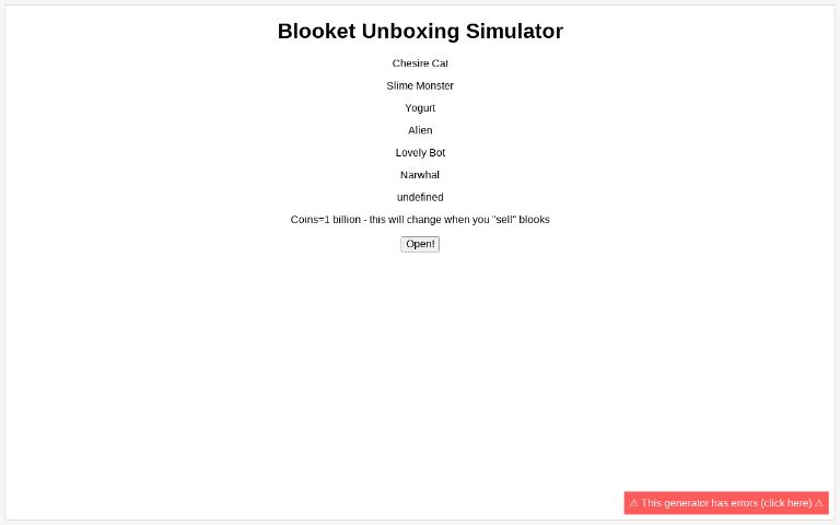 Blooket Unboxing Simulator ― Perchance Generator