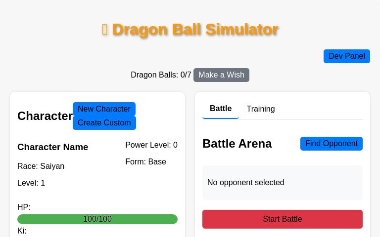 🎉 Dragon Ball Simulator ― Perchance Generator