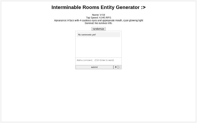 Interminable Rooms Entity Generator :>