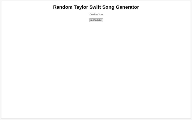 Random Taylor Swift Song Generator