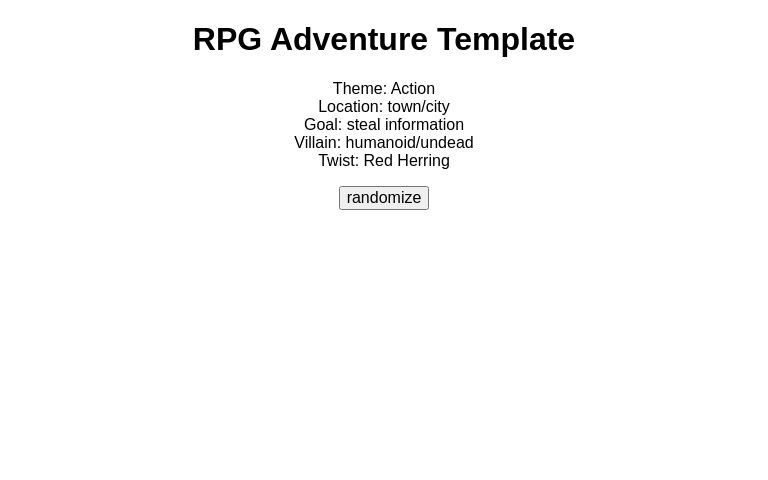 RPG Adventure Template ― Perchance Generator