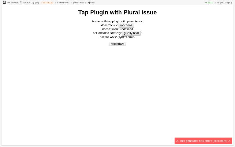 Tap Plugin with Plural Issue
