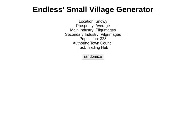 Endless' Small Village Generator