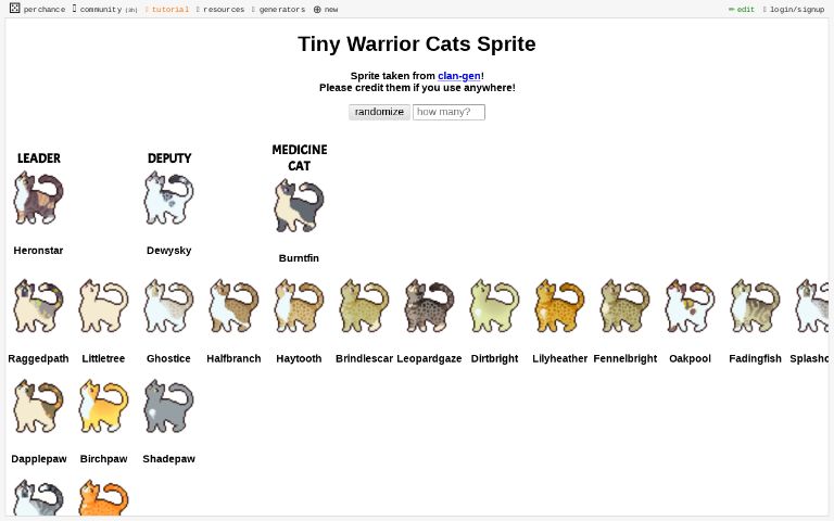 Tiny Warrior Cats Sprite ― Perchance Generator
