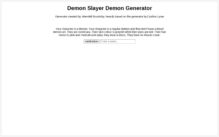 Demon Slayer Demon Generator