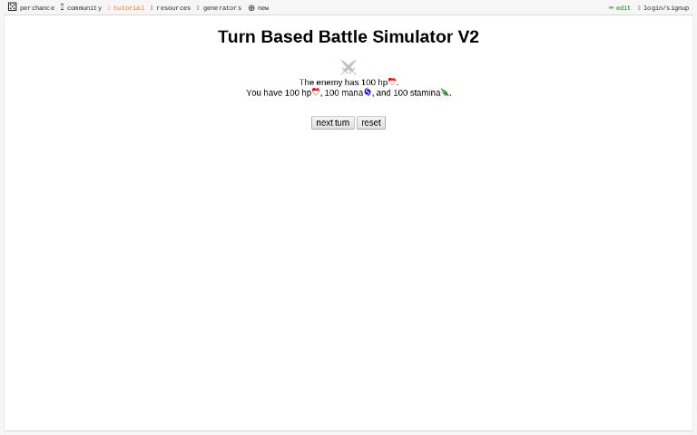 Turn Based Battle Simulator V2 ― Perchance Generator