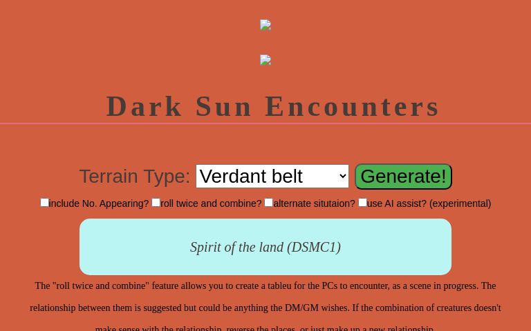Dark Sun Encounters ― Perchance Generator