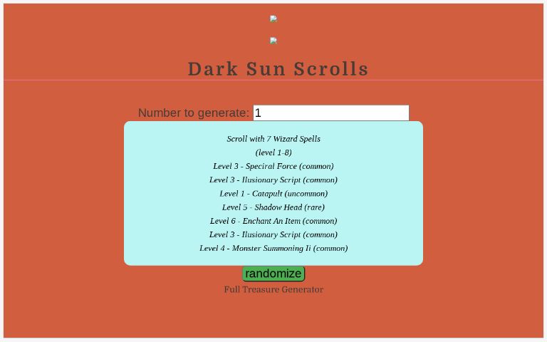 Dark Sun Scrolls ― Perchance Generator