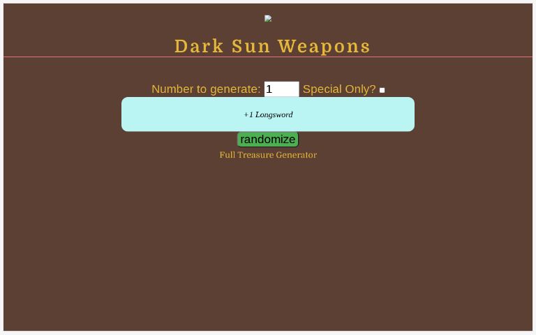 Dark Sun Weapons ― Perchance Generator