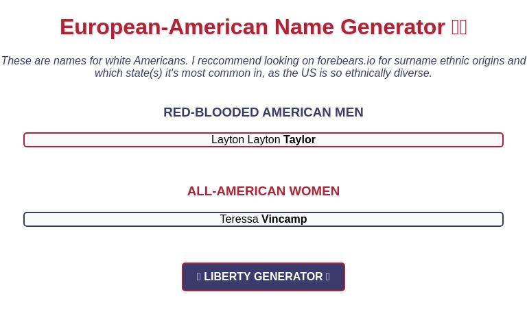 European-American Name Generator 🇺🇸