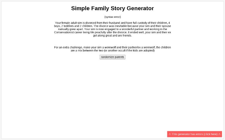 Simple Family Story Generator