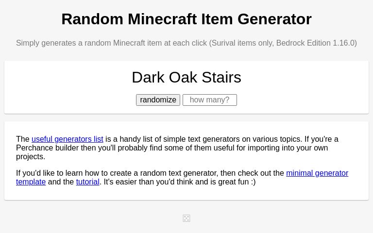 Random Minecraft Item Generator