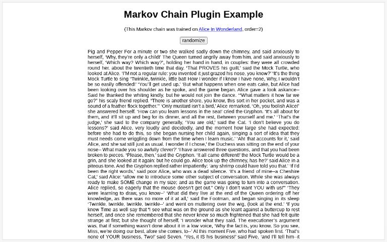 Markov Chain Plugin Example