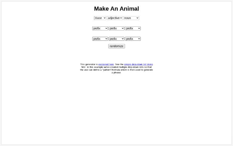 Make An Animal ― Perchance Generator