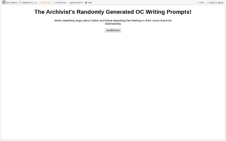 The Archivist's Randomly Generated OC Writing Prompts!