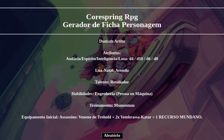 Corespring RpgGerador de Ficha Personagem ― Perchance Generator