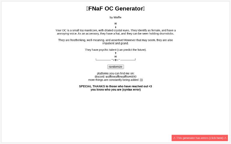 【FNaF OC Generator】