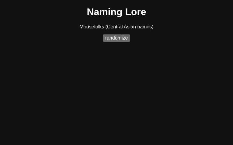 Naming Lore ― Perchance Generator