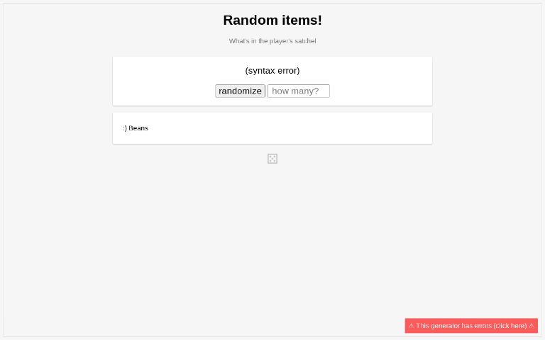 Random items! ― Perchance Generator