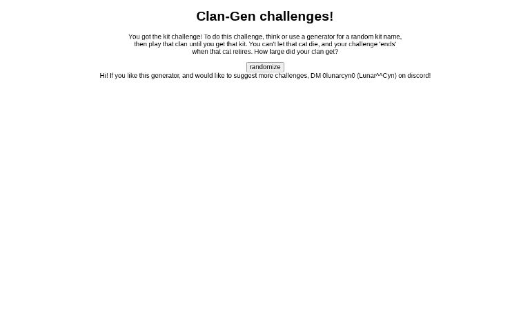 Clan-Gen challenges!