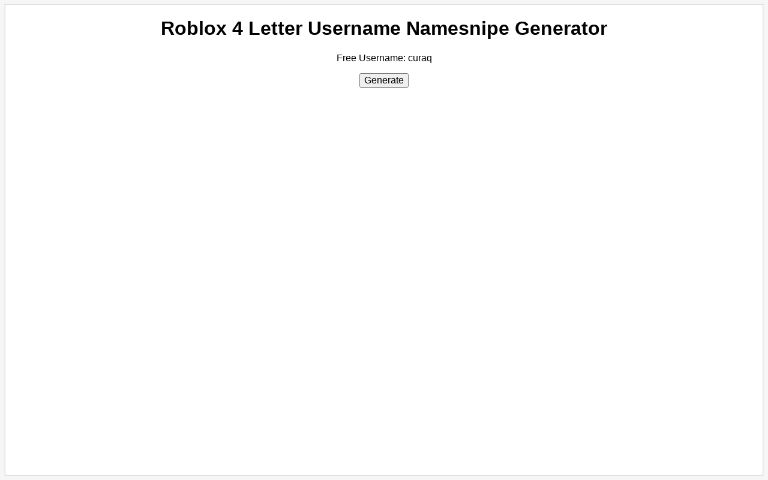 Roblox 4 Letter Username Namesnipe Generator