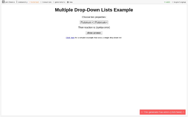 Multiple Drop-Down Lists Example ― Perchance Generator