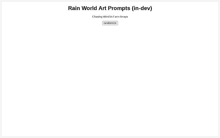 Rain World Art Prompts (in-dev) ― Perchance Generator