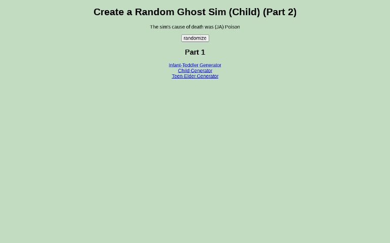 Create a Random Ghost Sim (Child) (Part 2) ― Perchance Generator